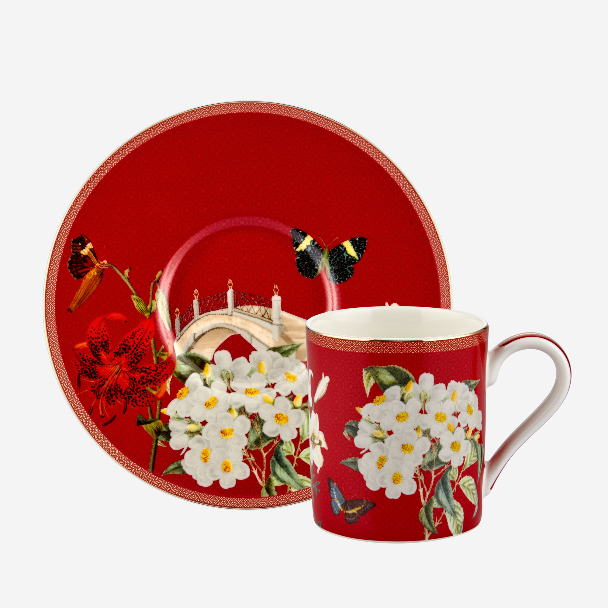 Chiara Alessi Butterfly Walley Kırmızı Beyaz Porselen Kahve Fincan Seti CAPBW1ECRM6 Fiyatı ...